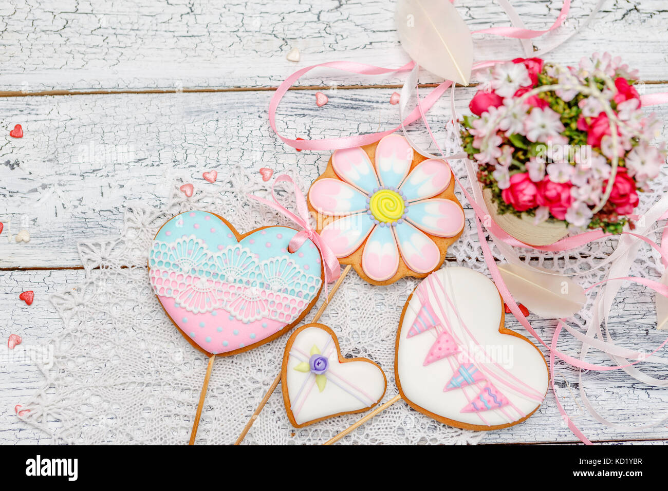 Beautiful glazed Easter cookies Stock Photo - Alamy
