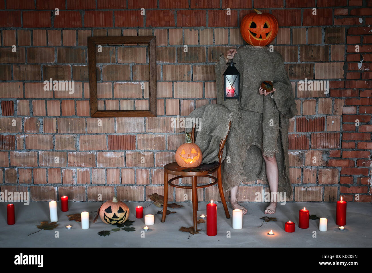 pumpkin head monster horror indoor Stock Photo - Alamy