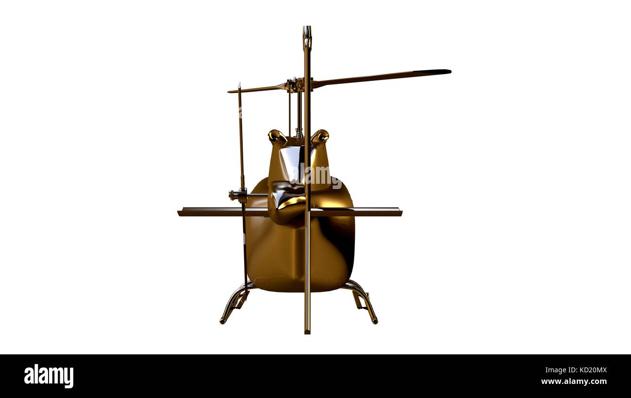 3d rendering of a golden helicopter on isolated on a white background ...