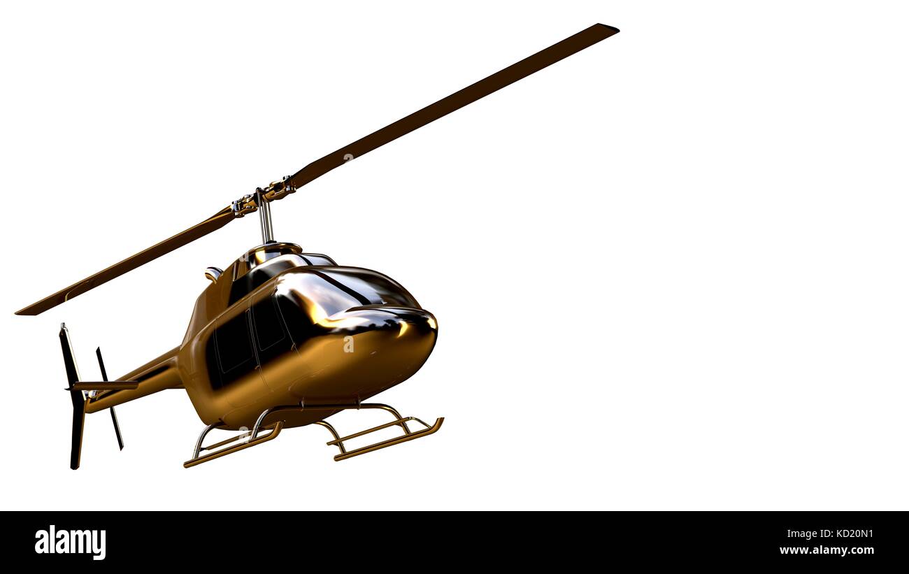 3d rendering of a golden helicopter on isolated on a white background ...
