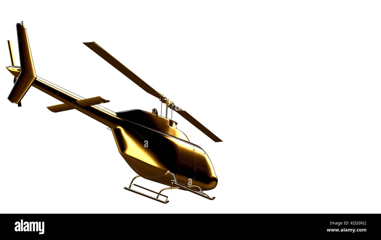 3d rendering of a golden helicopter on isolated on a white background ...