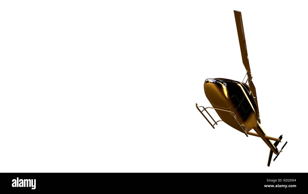 3d rendering of a golden helicopter on isolated on a white background ...