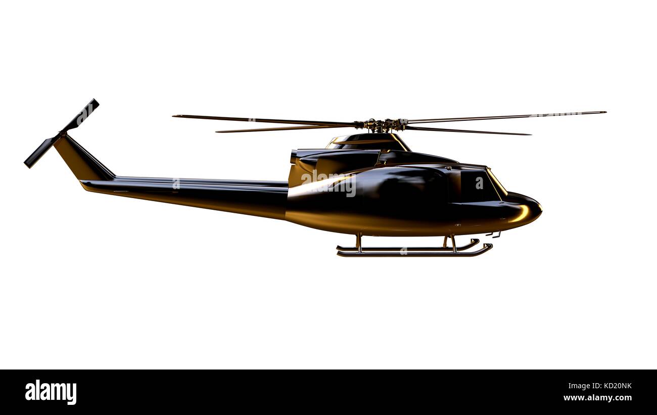 3d rendering of a golden helicopter on isolated on a white background ...