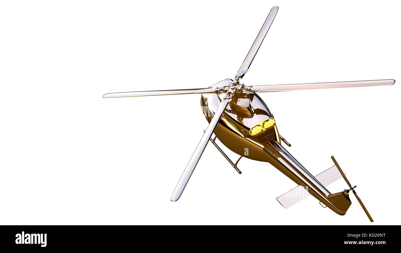 3d rendering of a golden helicopter on isolated on a white background ...