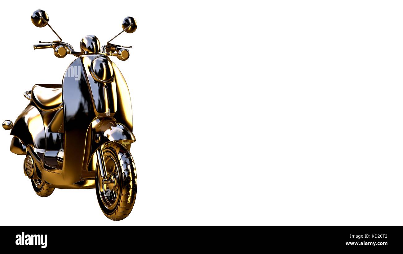 3d rendering of a golden motorcycle on isolated on a white background ...