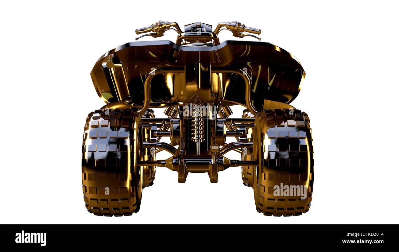 3d rendering of a golden motorcycle on isolated on a white background ...