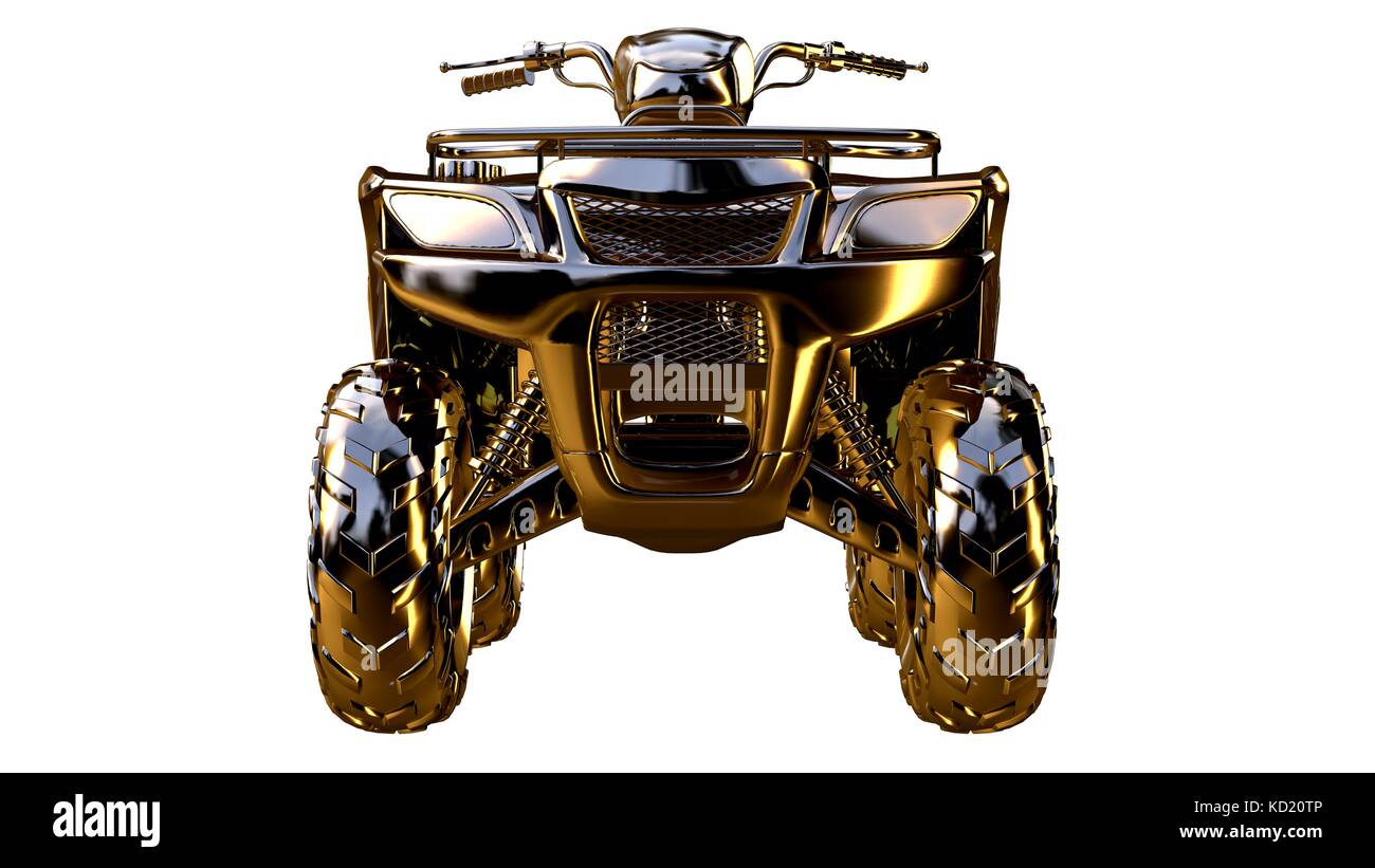 3d rendering of a golden motorcycle on isolated on a white background ...
