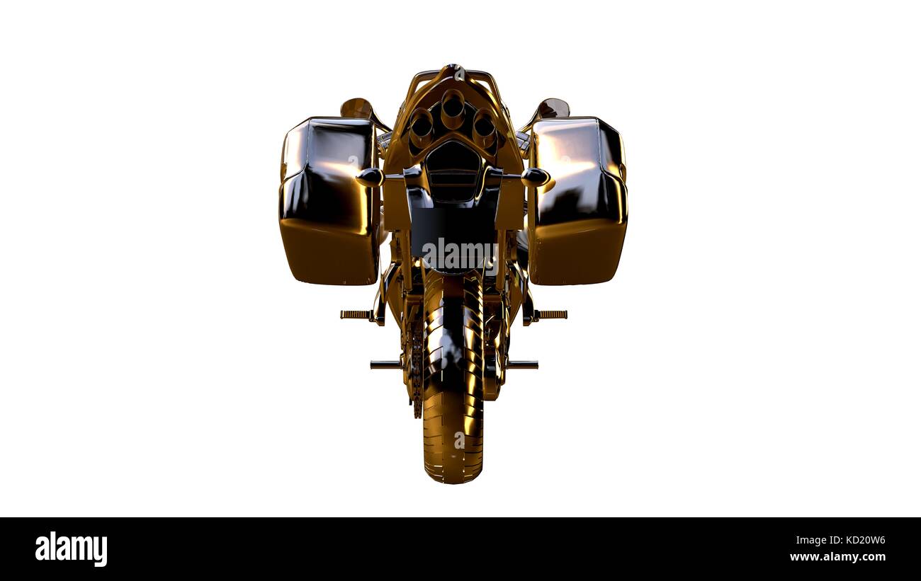 3d rendering of a golden motorcycle on isolated on a white background ...