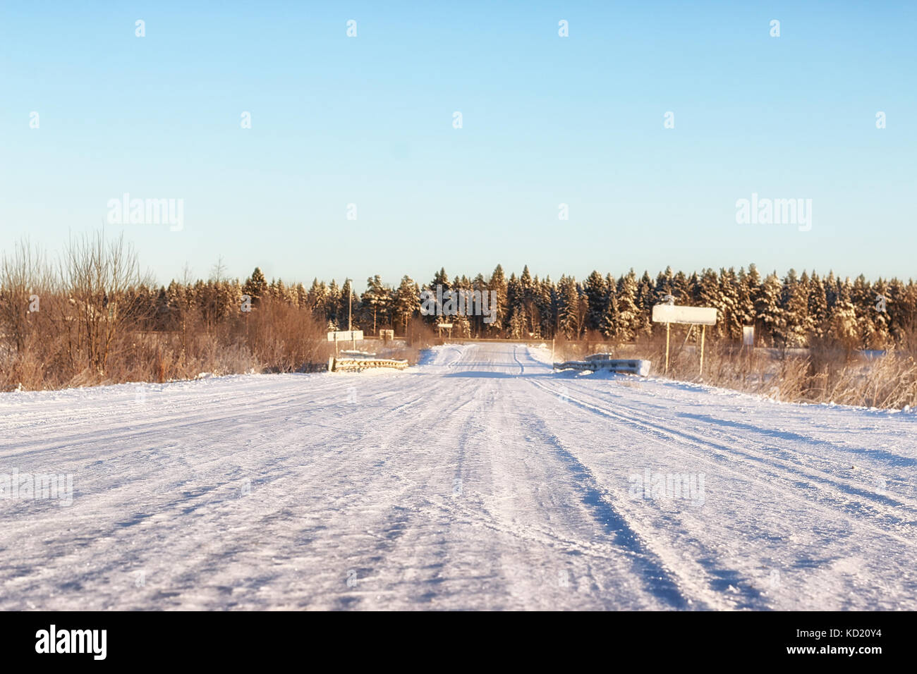 winter road landscape sunlight snow Stock Photo - Alamy