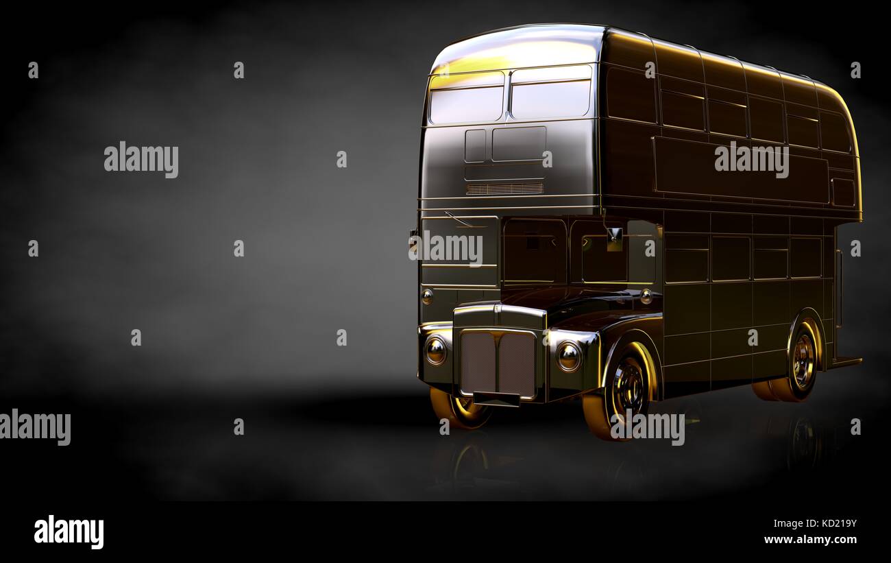 3d rendering of a golden bus on a dark background Stock Photo - Alamy