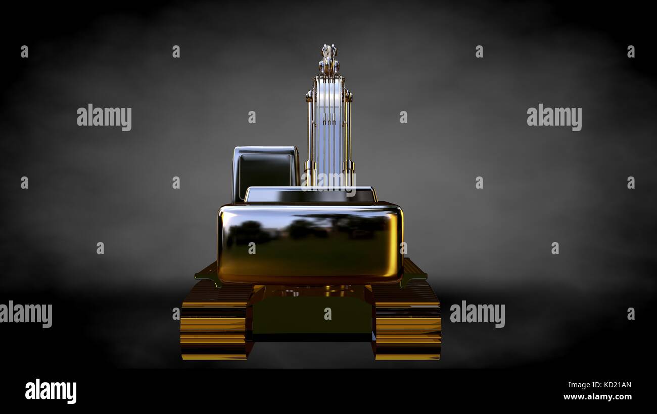 3d rendering of a golden digger on a dark background Stock Photo - Alamy