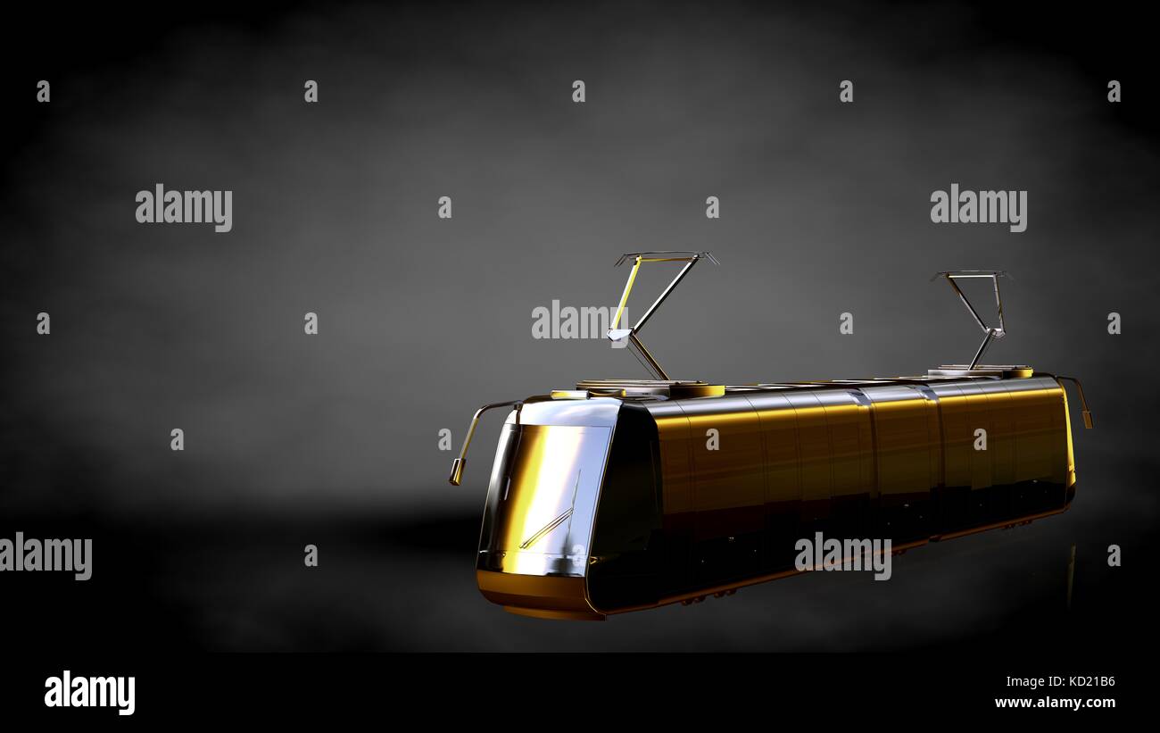 3d rendering of a golden train on a dark background Stock Photo - Alamy