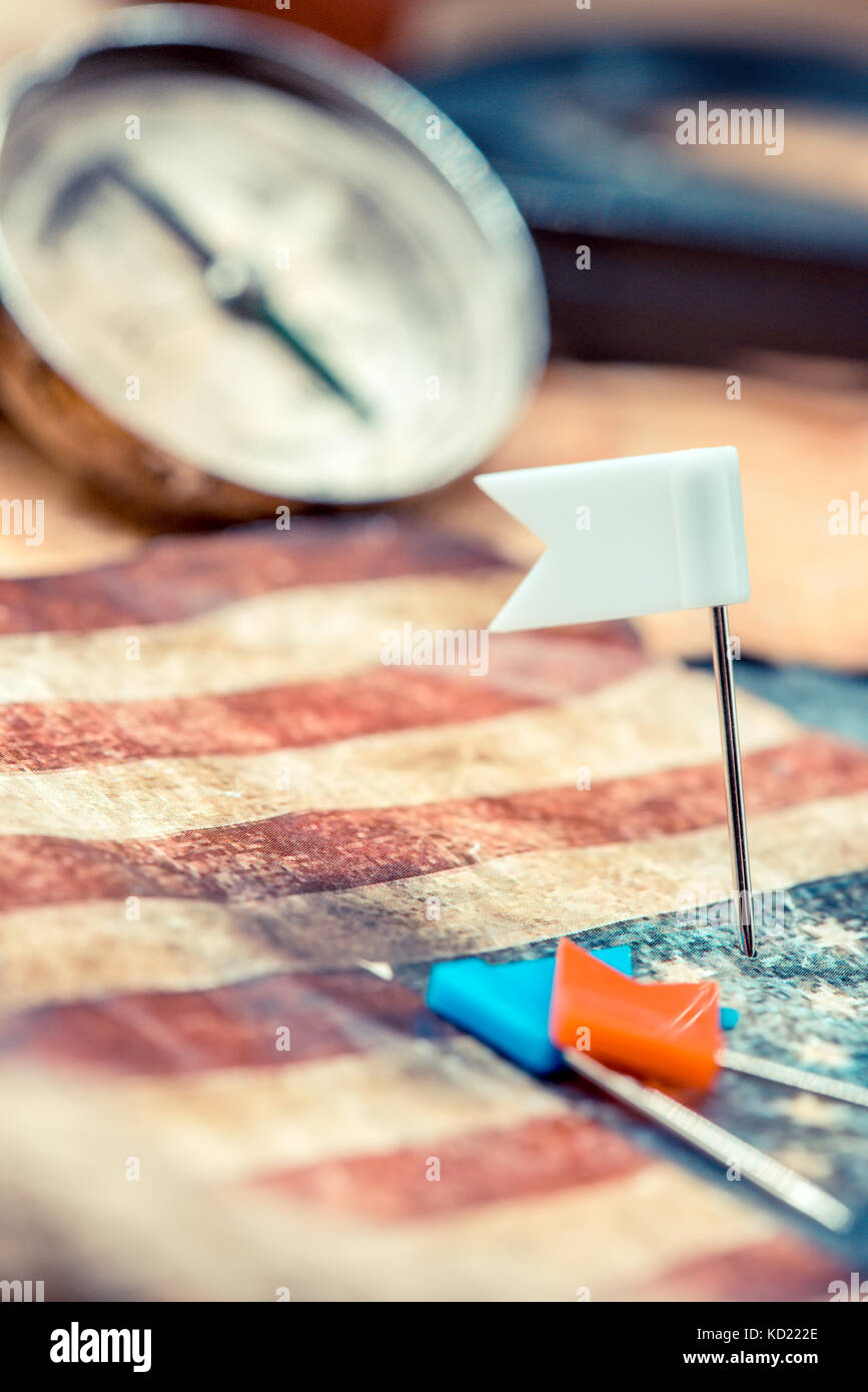 Columbus day and world map with compass Stock Photo - Alamy