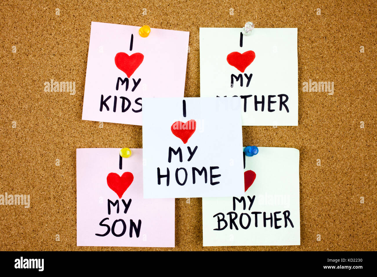 sticky notes on on cork board background with wordsI love my kids I ...
