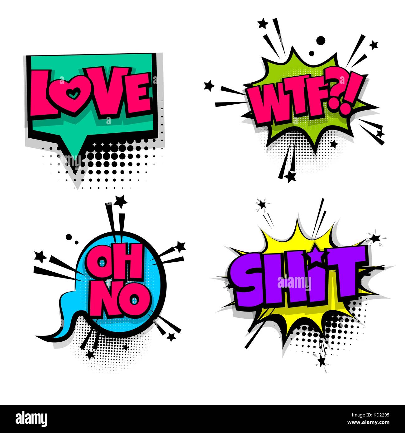 Set cartoon comic text Cut Out Stock Images & Pictures - Alamy