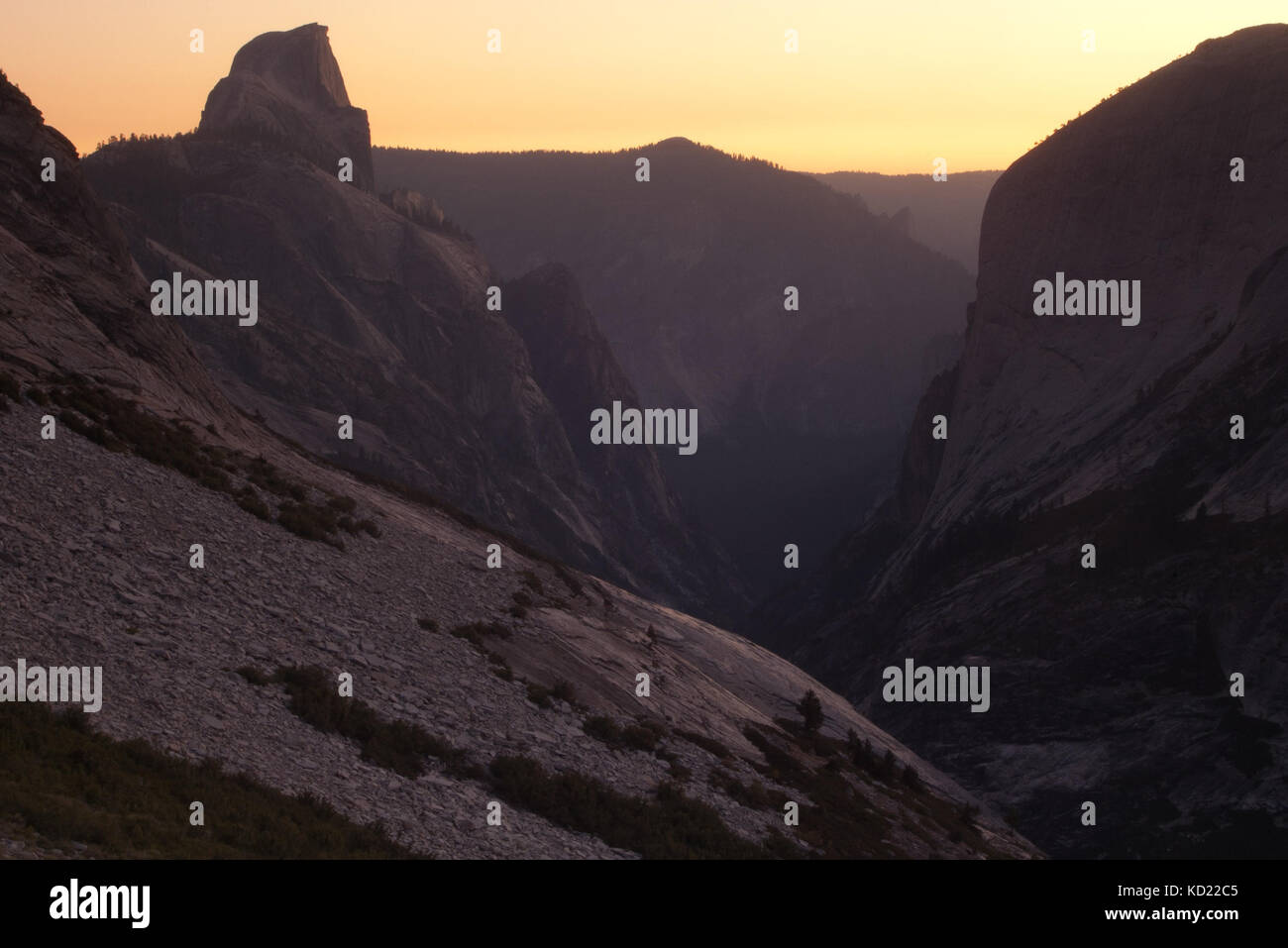 Half Dome and Mount Watkins at sunset above Tenaya Canyon Yosemite ...