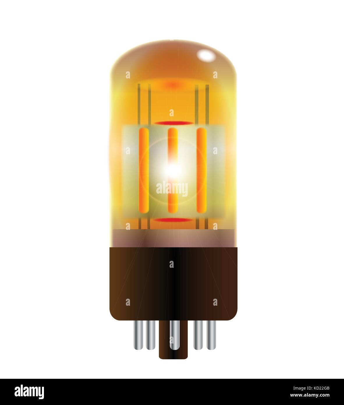 One red hot guitar amplifier valve over a white background Stock Vector ...