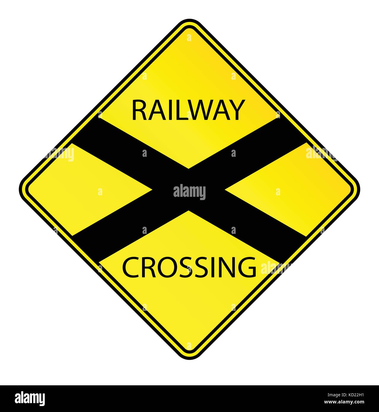 Yellow Railway Crossing sign over a white background Stock Vector Image ...