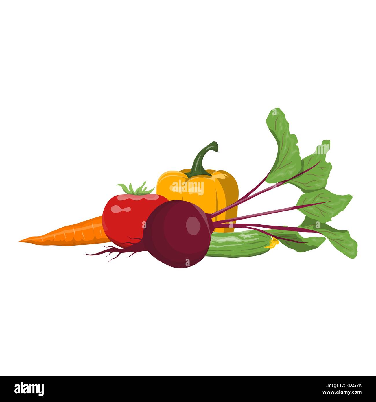 Fresh vegetables vector illustrations set on white background. Healthy ...