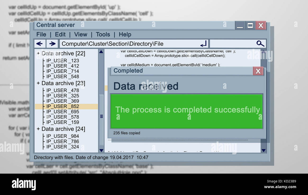 3d illustration of an abstract data received illustration of a green ...