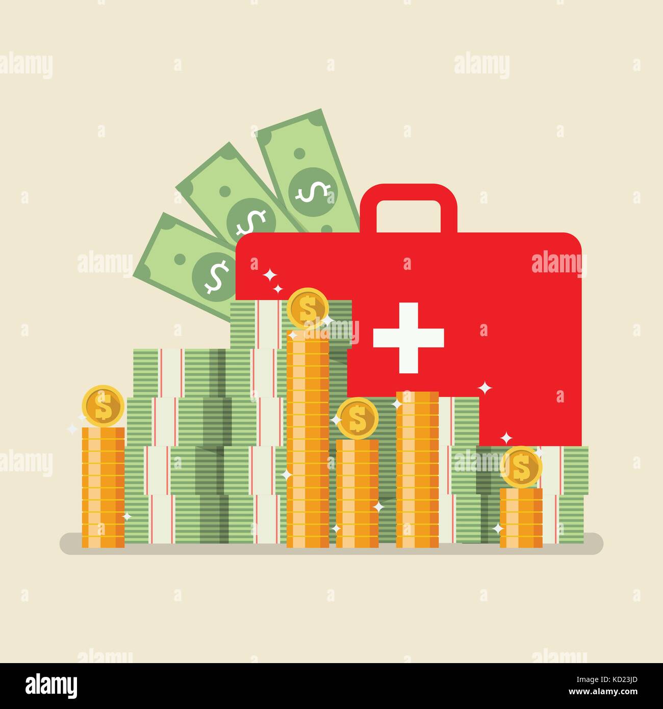 Medical bag with money. Health insurance concept Stock Vector Image ...