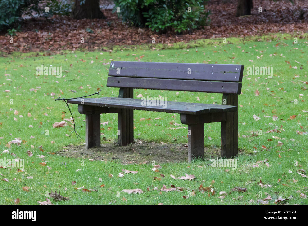 Simple bench in a park - The Netherlands Stock Photo - Alamy