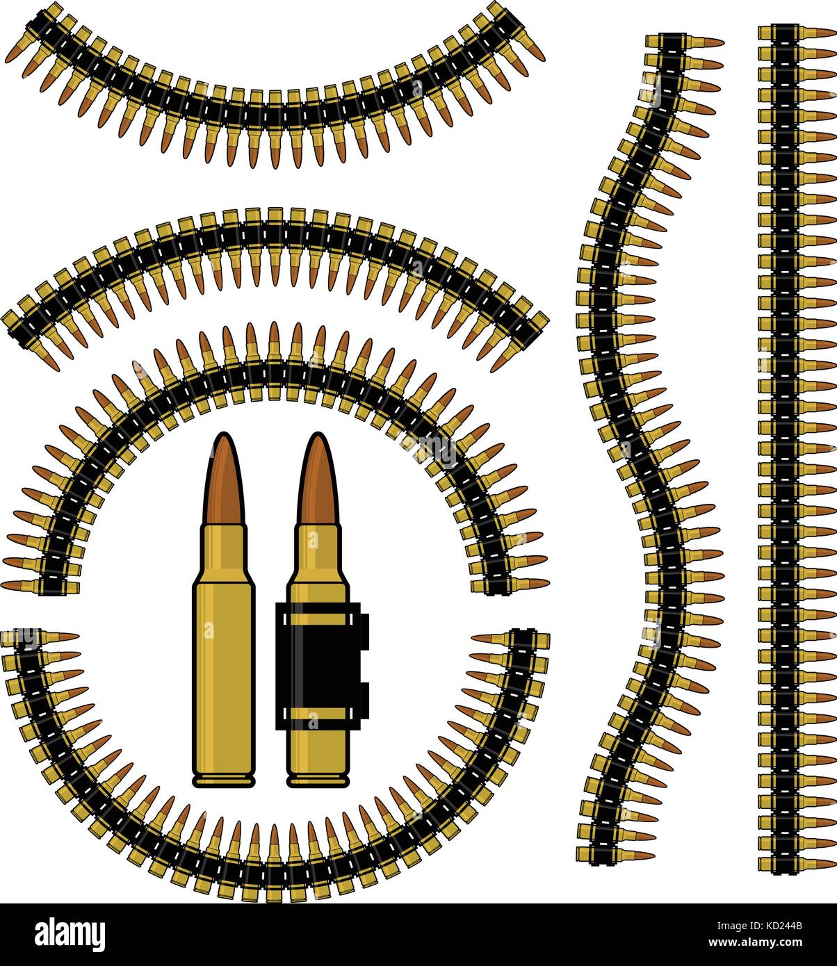 Bullet and machinegun cartridge belt in different shapes Stock Vector ...