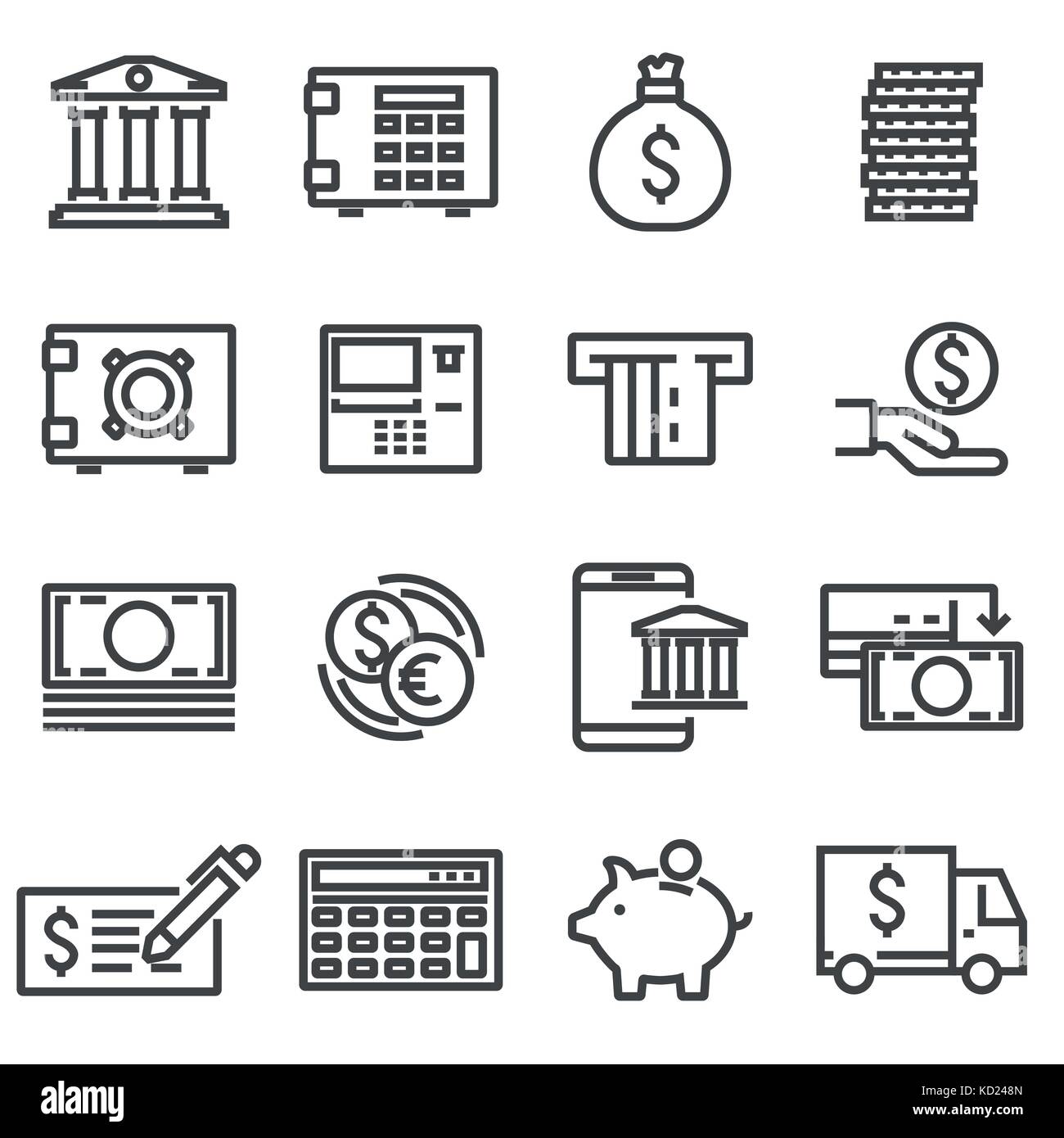 Bank icons set hi-res stock photography and images - Alamy
