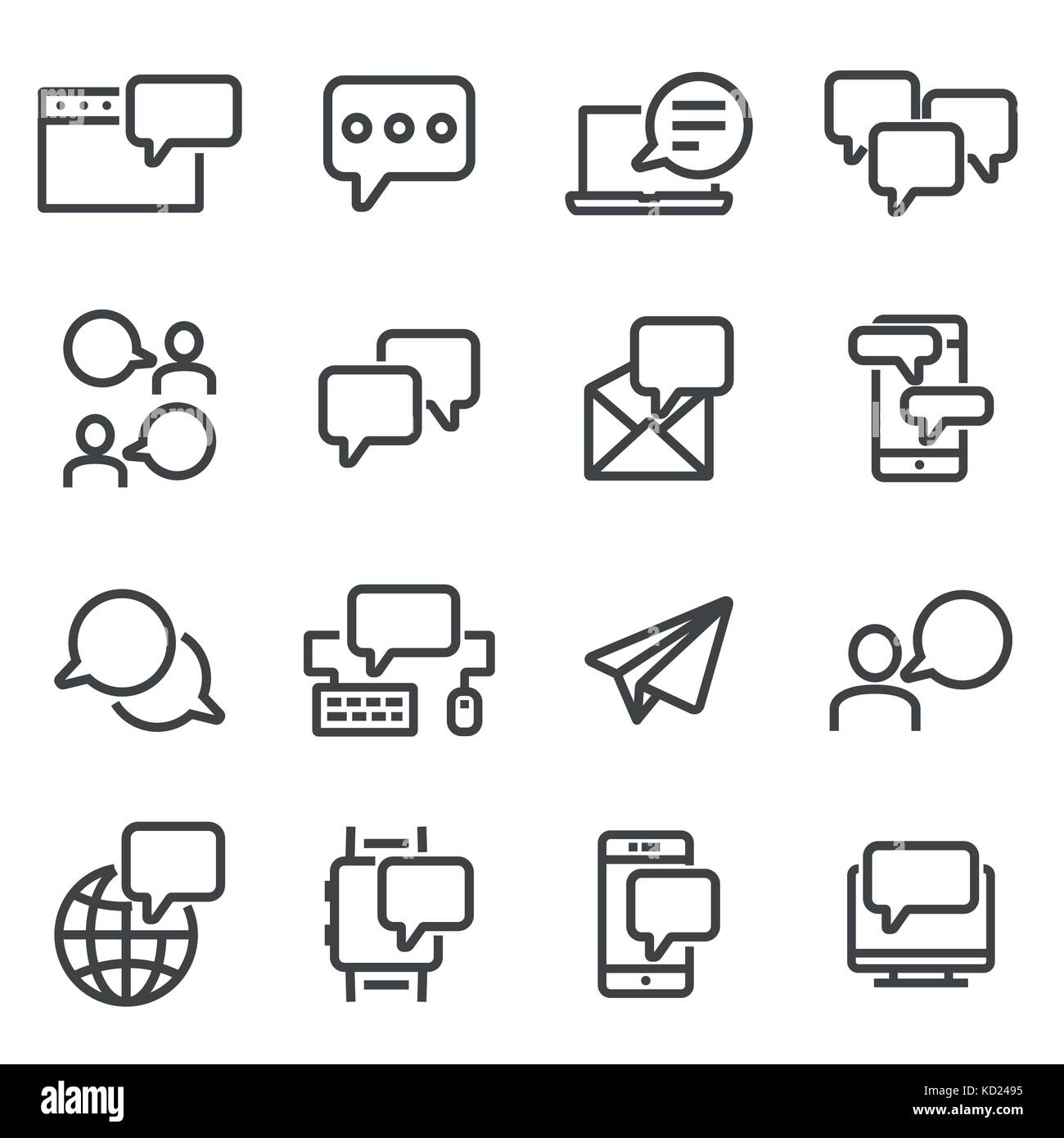 Vector Line Icons Set Communication Speech Bubble Message Symbols Stock Vector Image And Art