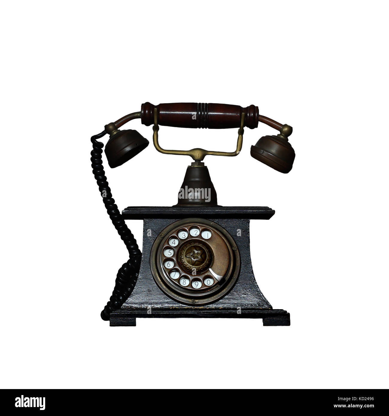 old vintage telephone isolated on white background Stock Photo - Alamy