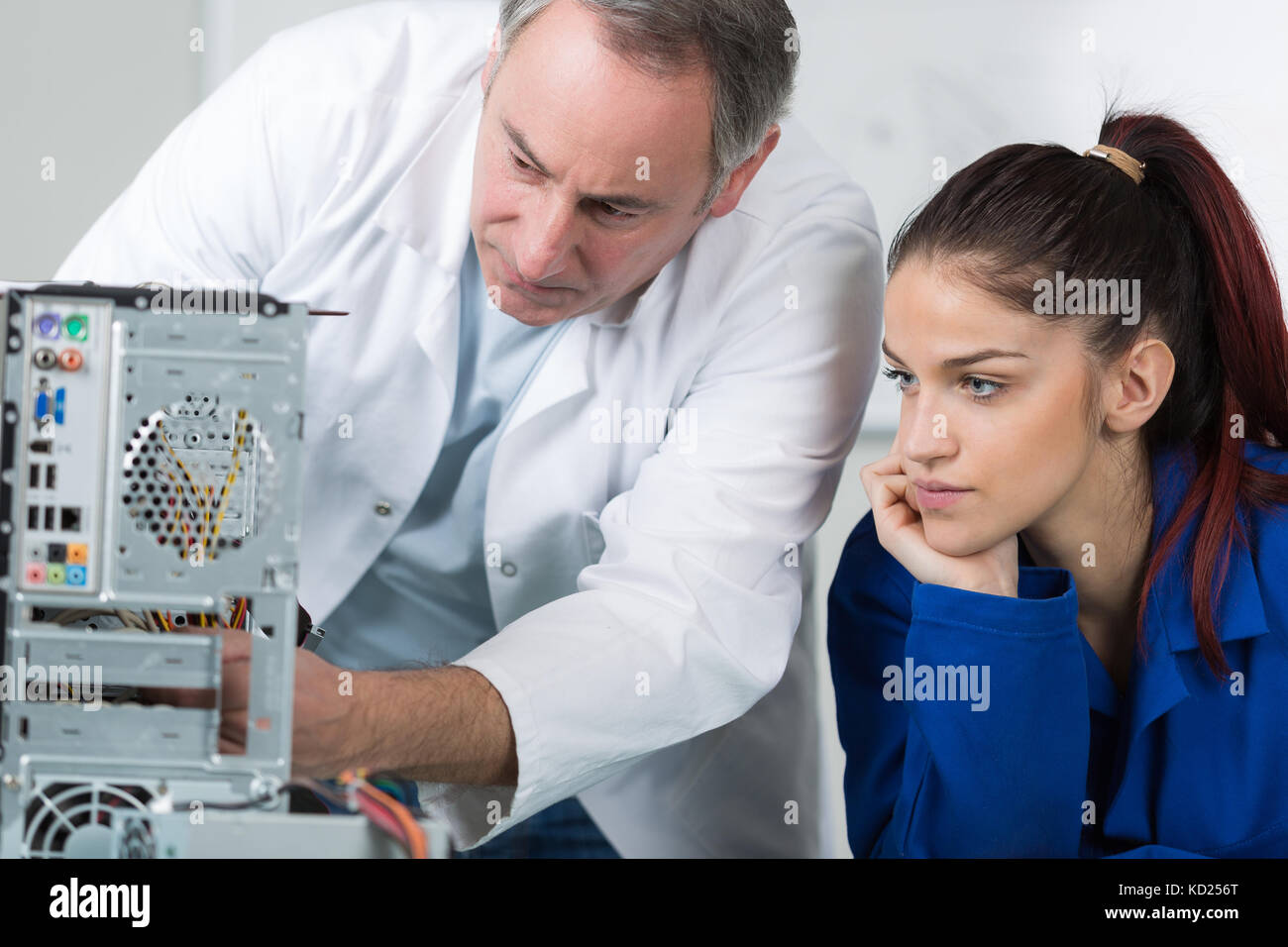 student in electrical engineering course training with teacher Stock ...