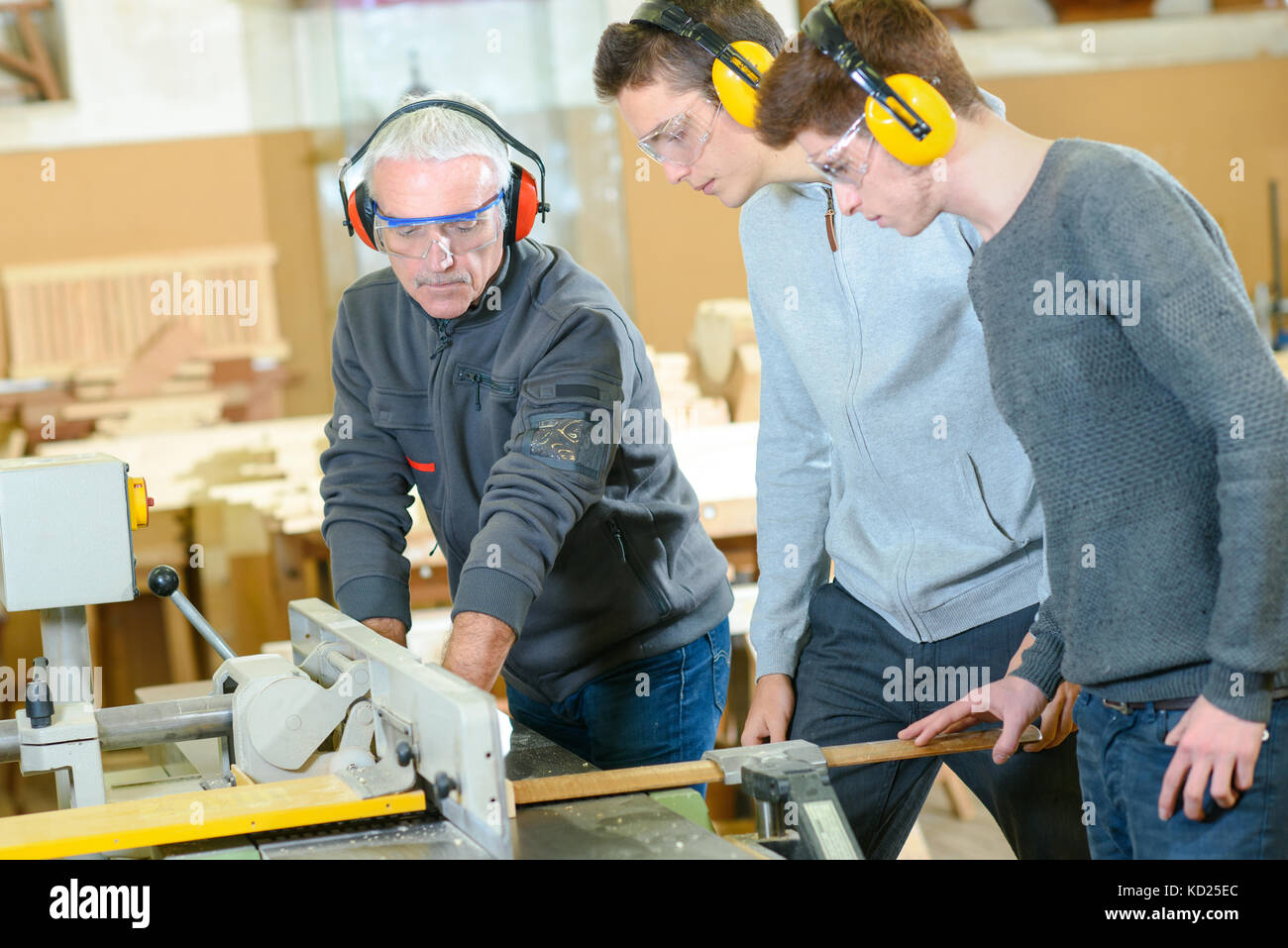 Male students in a woodwork class Stock Photo - Alamy