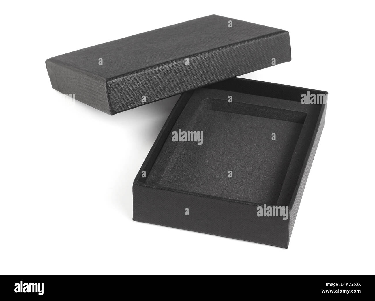 Open Black Gift Box on White Background Stock Photo - Alamy