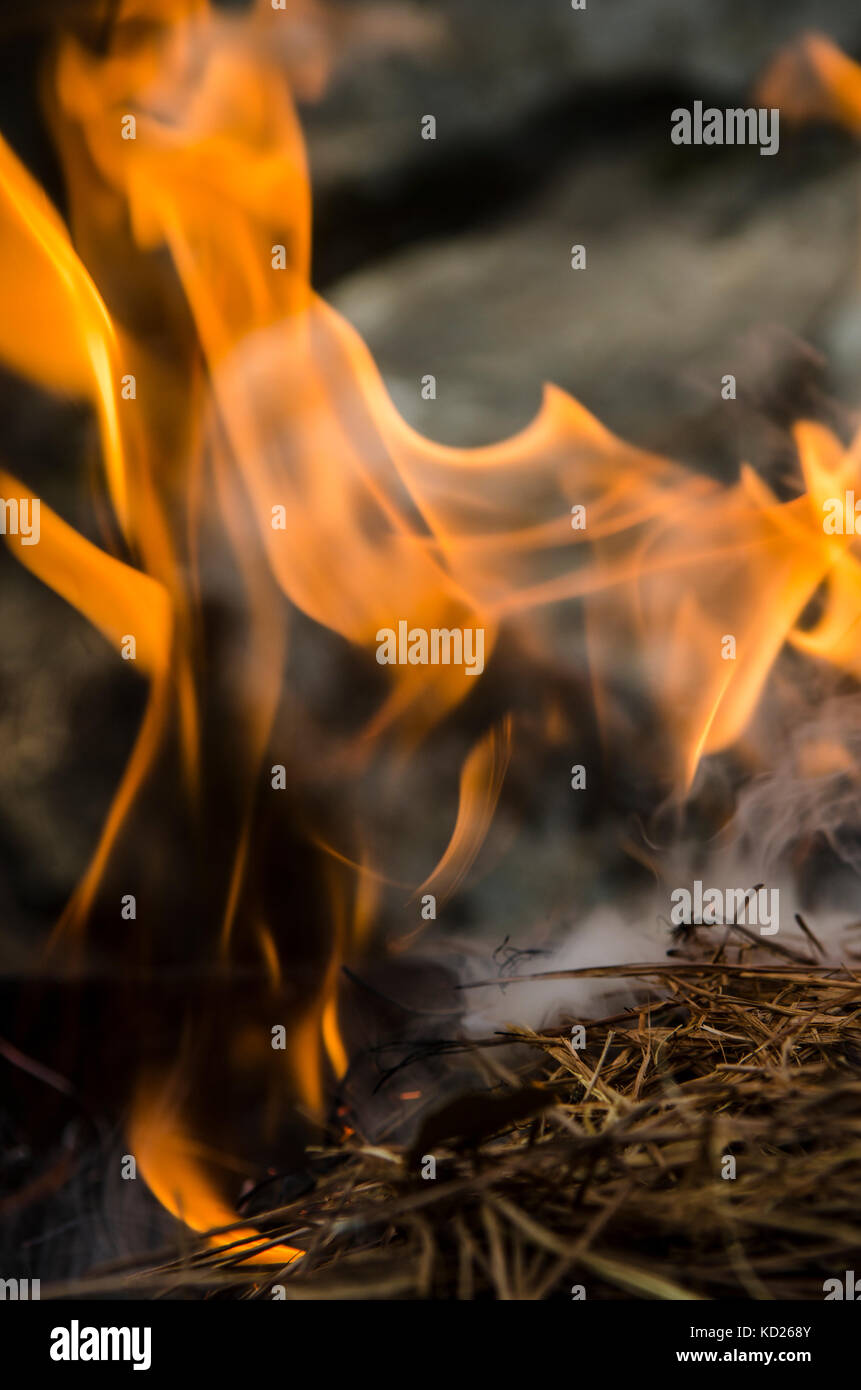 Close up of burning fire outdoors Stock Photo - Alamy
