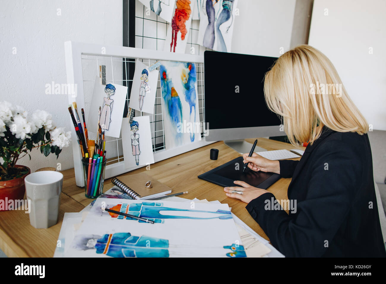 designer using graphic tablet Stock Photo - Alamy