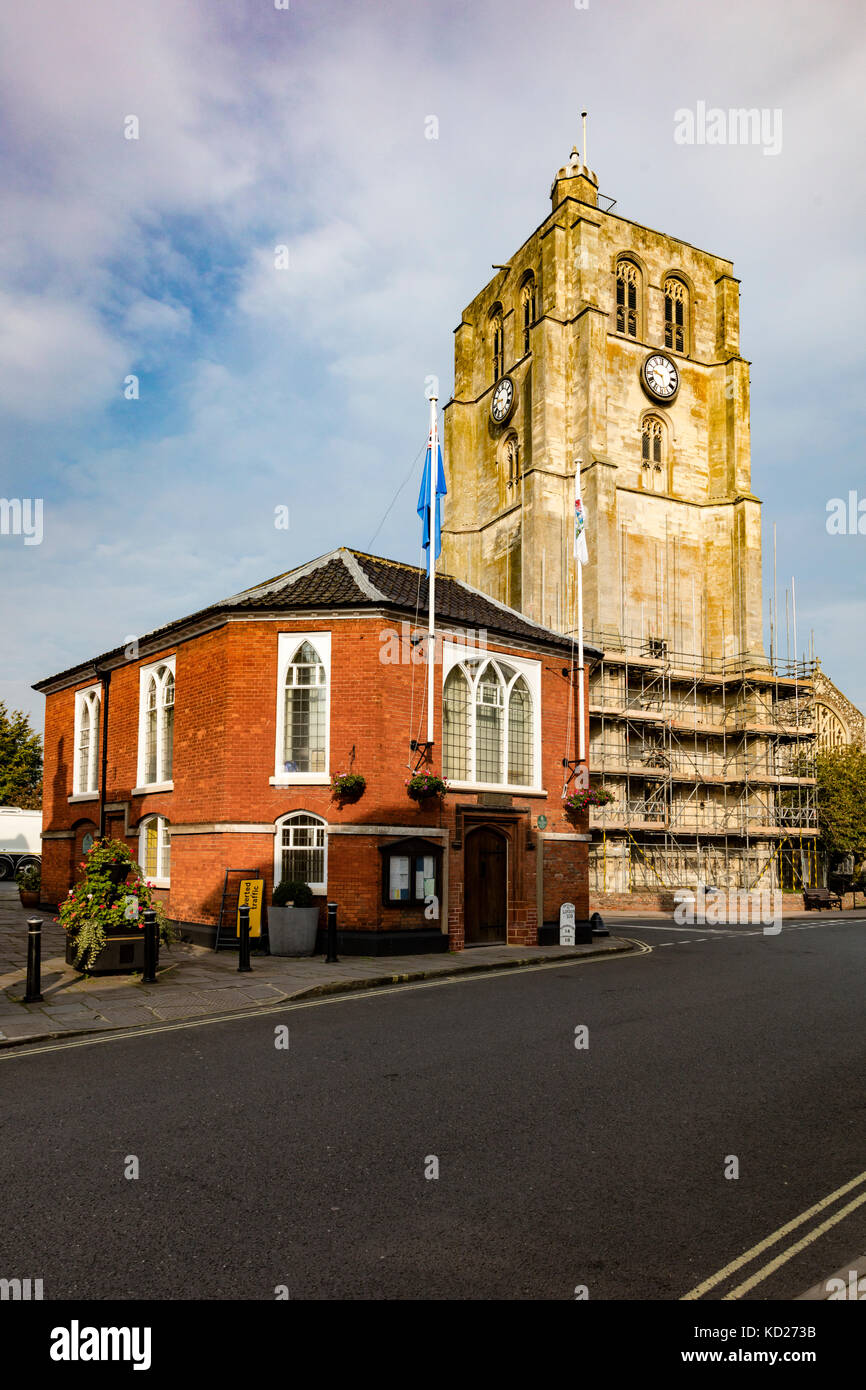 Scaffold around the bottom of Beccles Bell Tower and Town Hall, Beccles ...