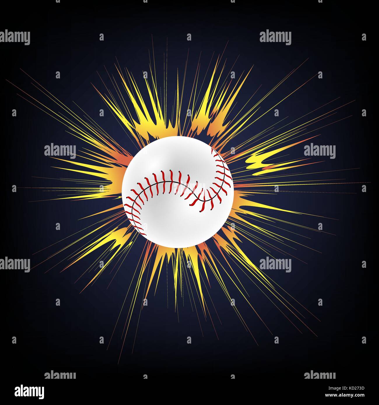 Baseball Ball with Yellow Explosion Stock Vector Image & Art - Alamy