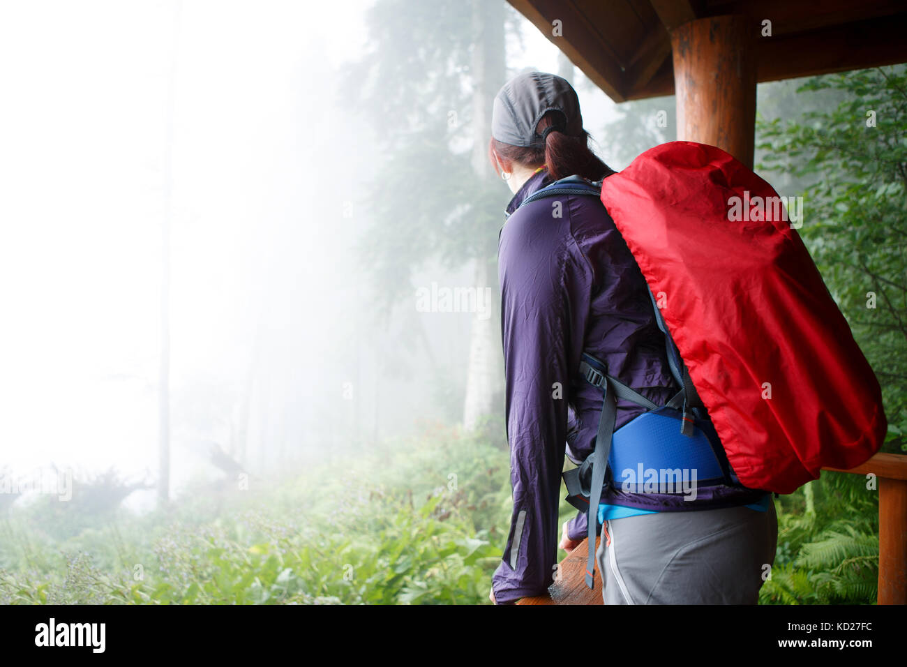 Photo from back of girl with backpack Stock Photo - Alamy