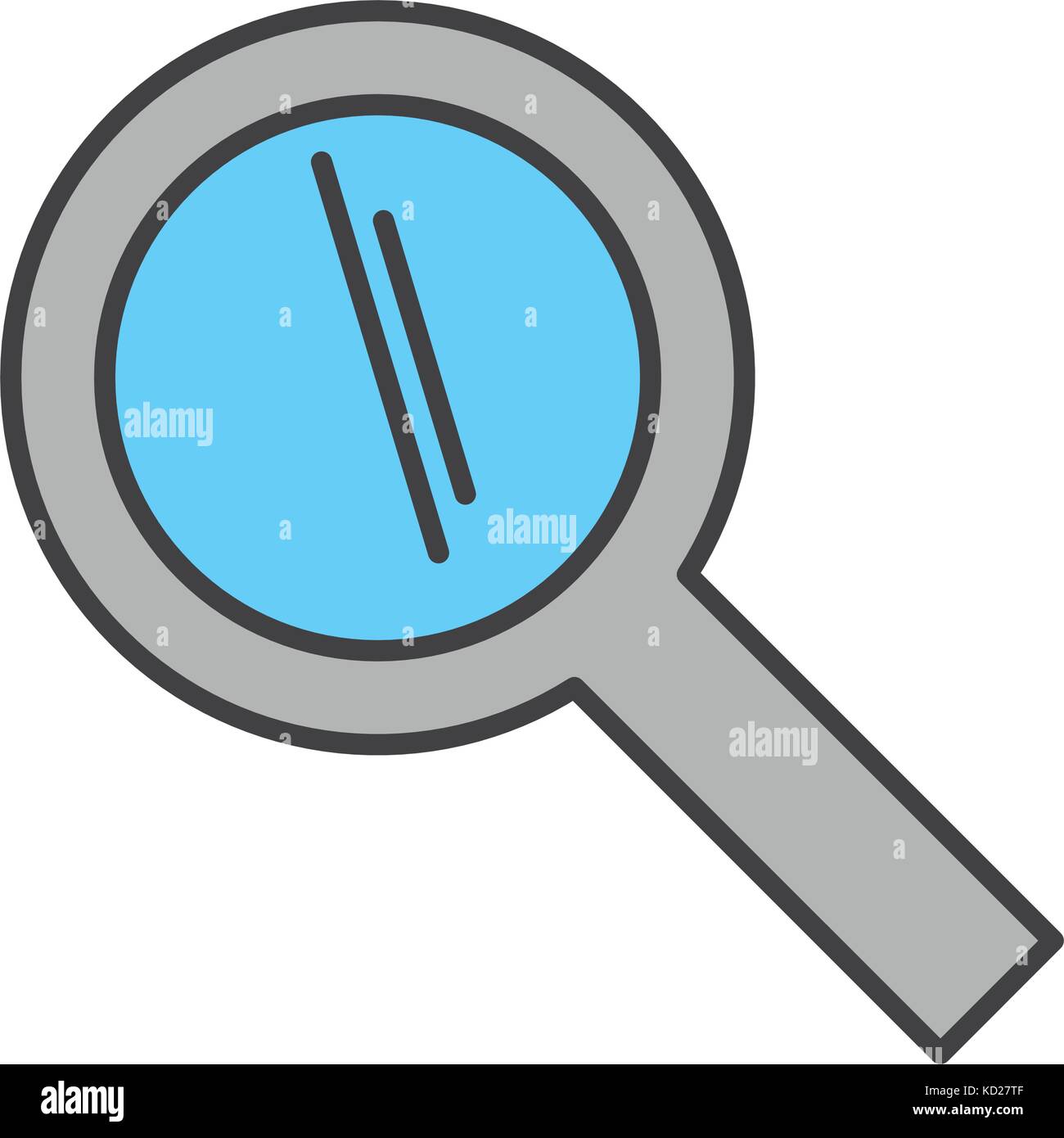 flat line colored magnifying glass over white vector illustration Stock ...