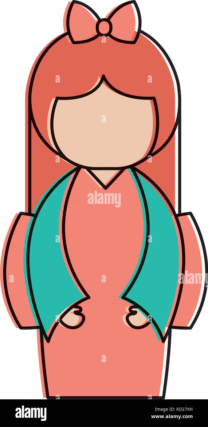 little japanese doll kawaii character vector illustration design Stock ...