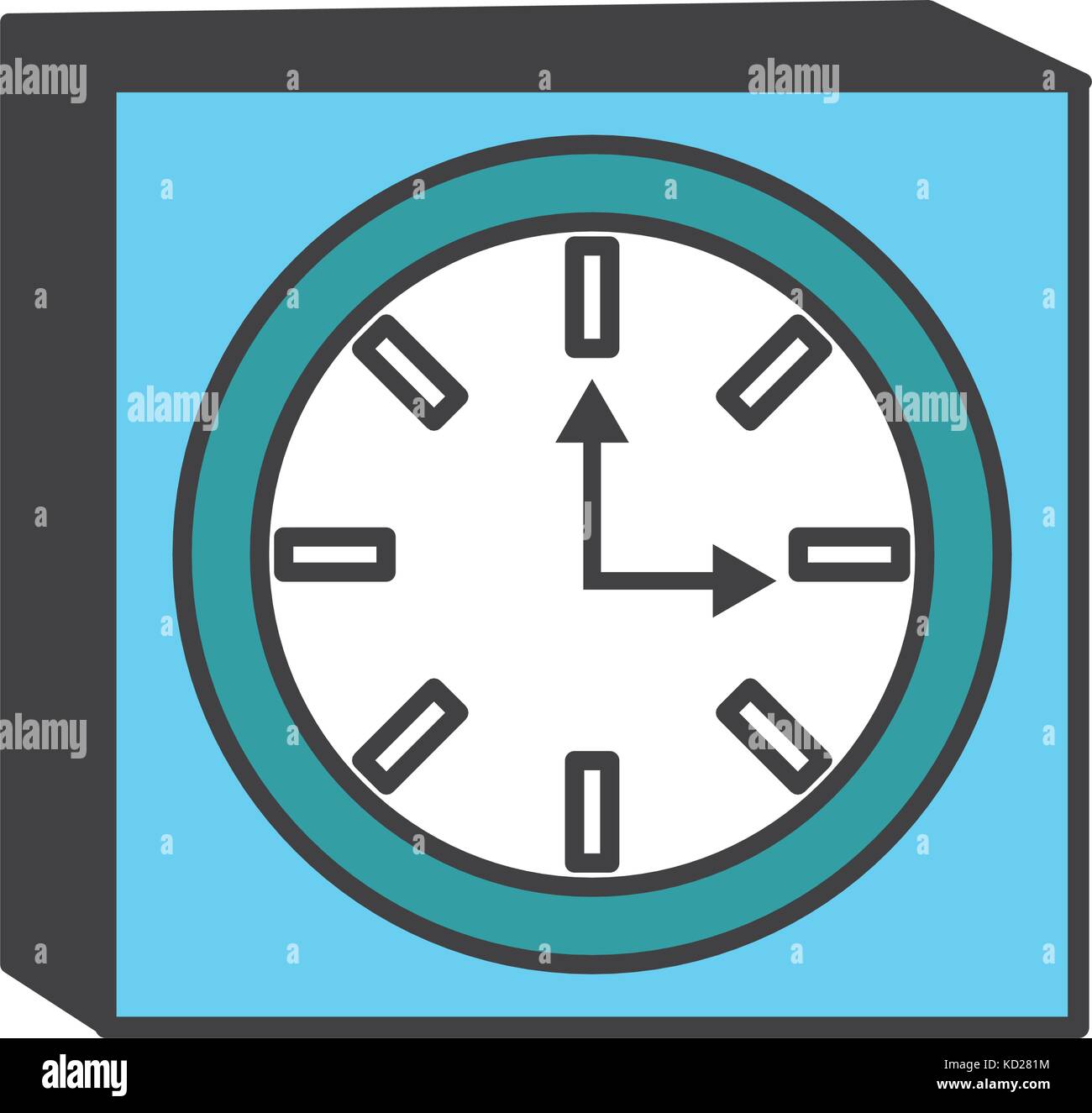 flat line colored clock over white background vector illustration Stock ...