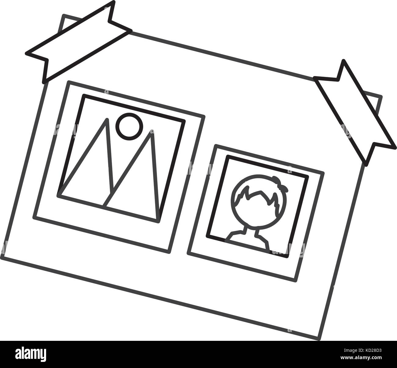 flat line uncolored picture board over white background vector ...