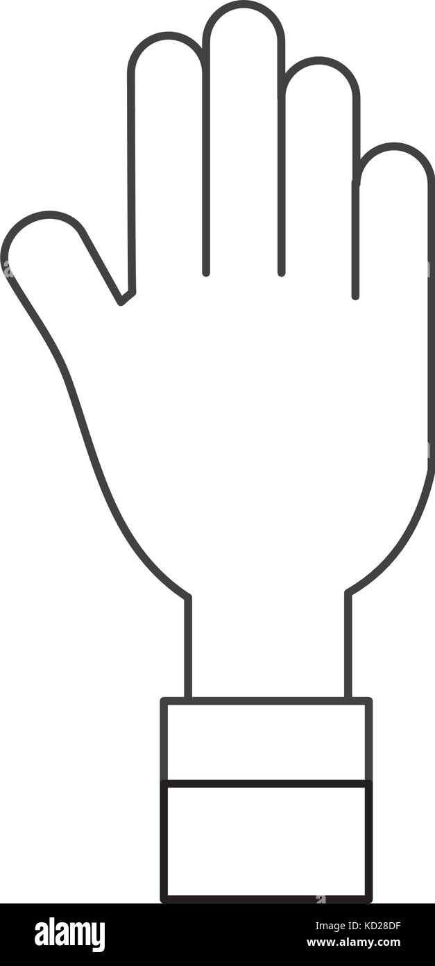 flat line uncolored hand over white background vector illustration ...