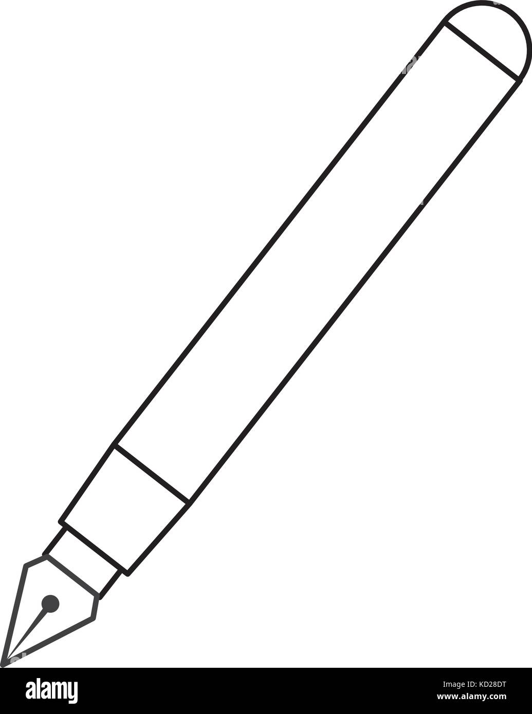fllat line uncolored writing pen over white background vecgtor ...