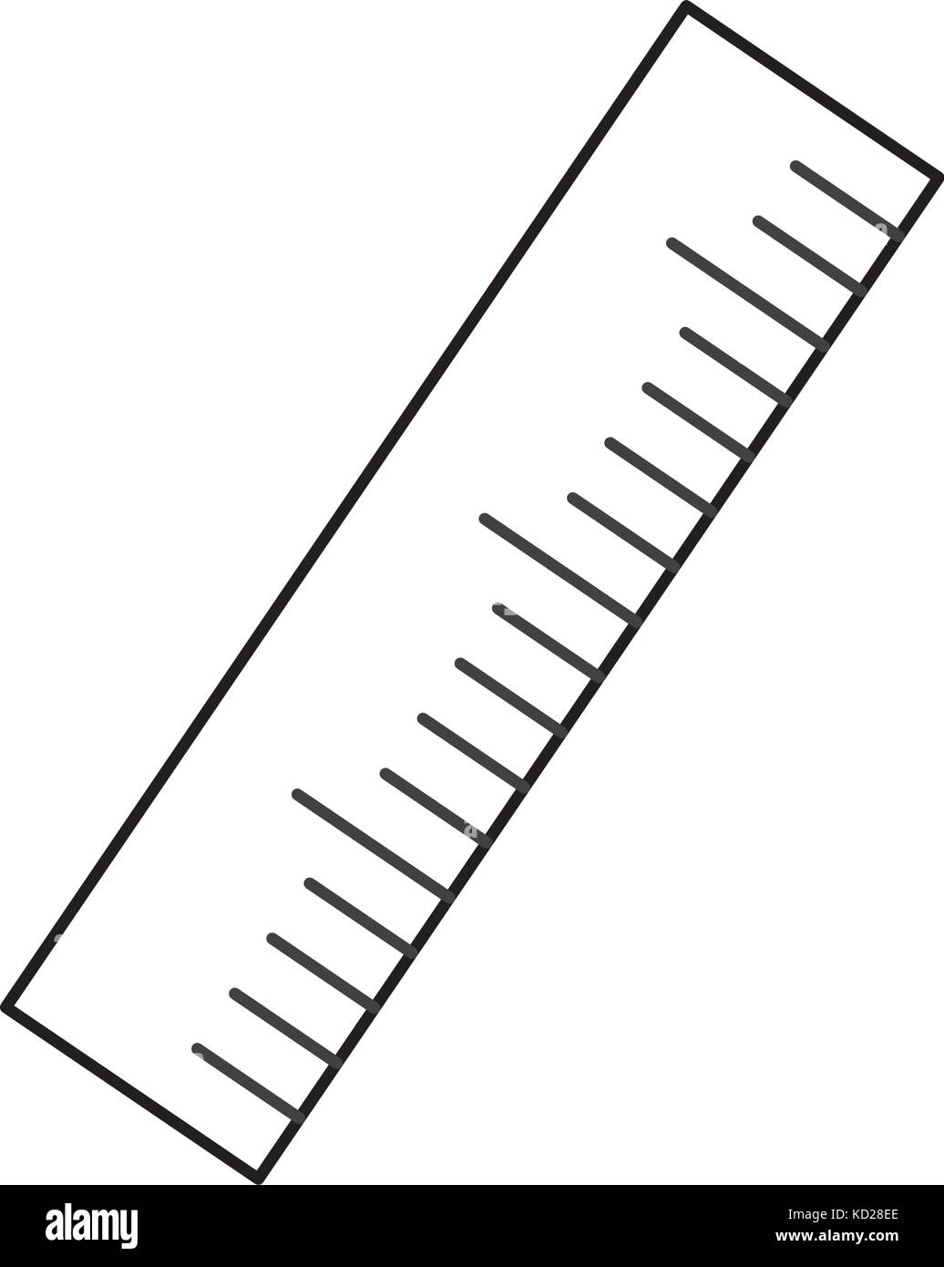 flat line uncolored ruler oover white background vector illustration ...