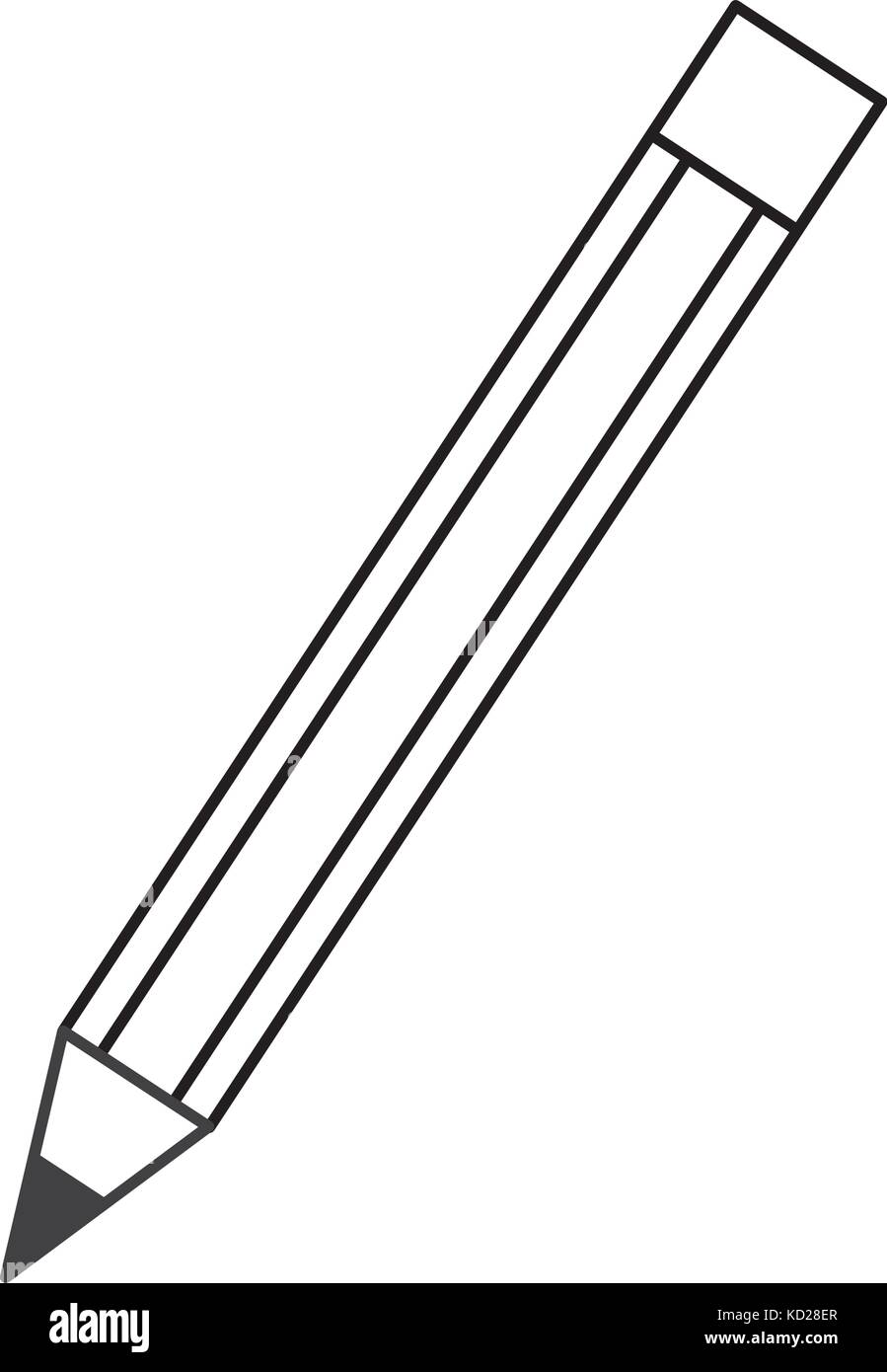 flat line uncolored pencil over white background vector illustration ...