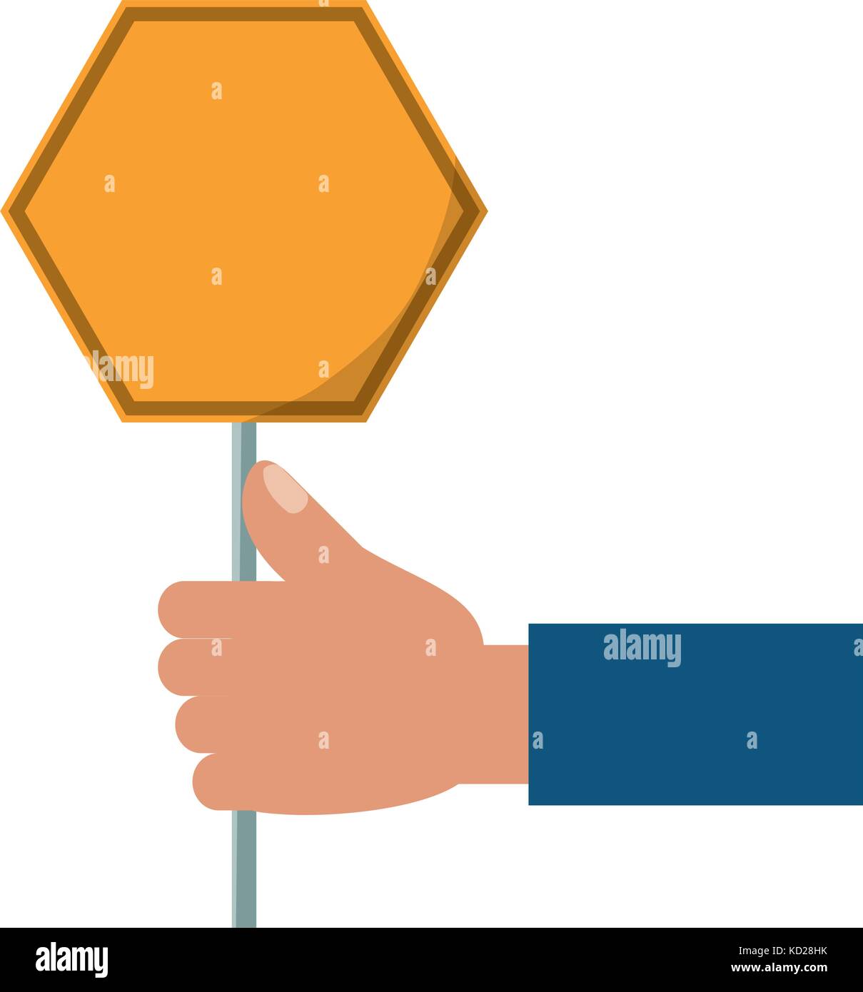 hand with road sign icon over white background vector illustration ...