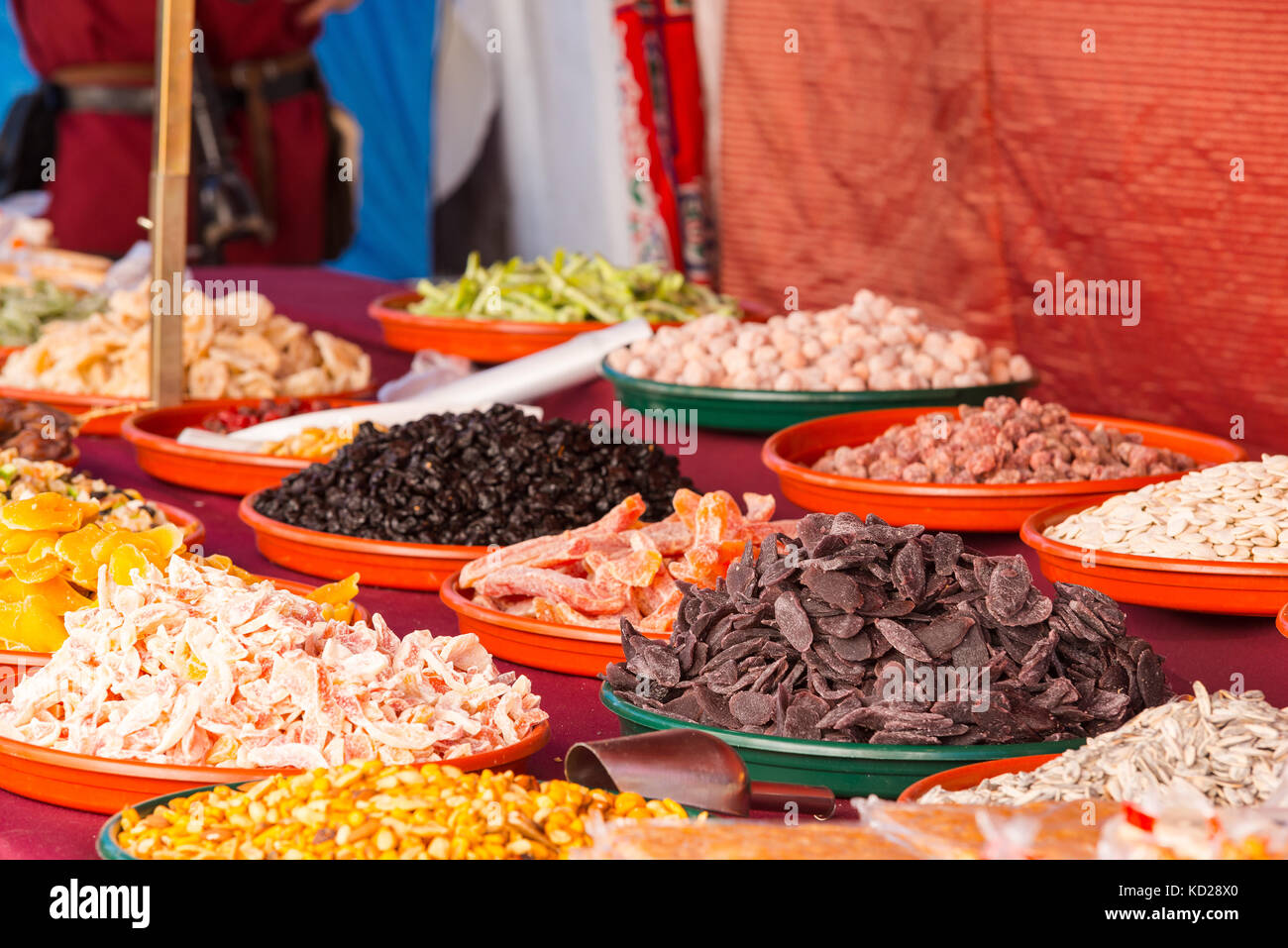 Sweets, candies and dried fruits in medieval market, Marvao Stock Photo ...