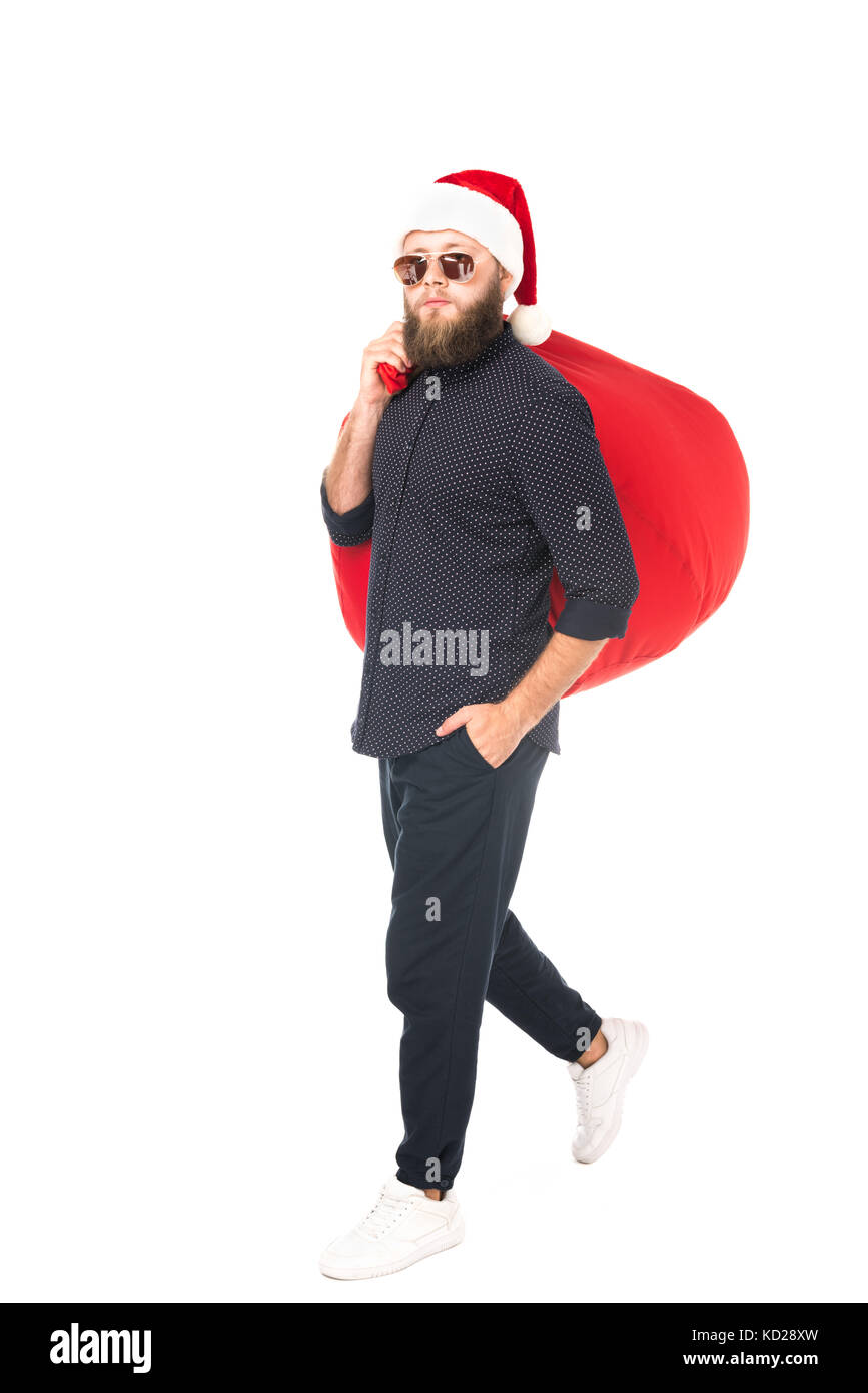 Man in santa hat hold Cut Out Stock Images & Pictures - Alamy