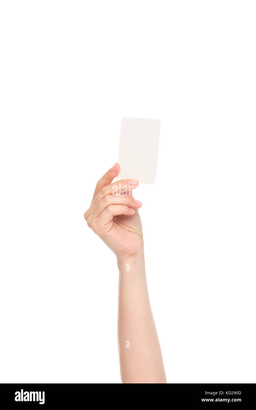 hand holding blank card Stock Photo - Alamy